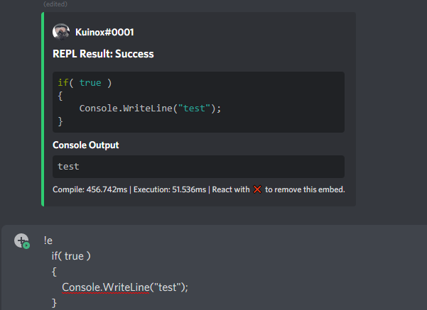 !eval removes indentation when displaying code in the result embed · Issue #859 · discord-csharp ...