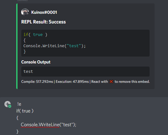 Eval Removes Indentation When Displaying Code In The Result Embed · Issue 859 · Discord Csharp
