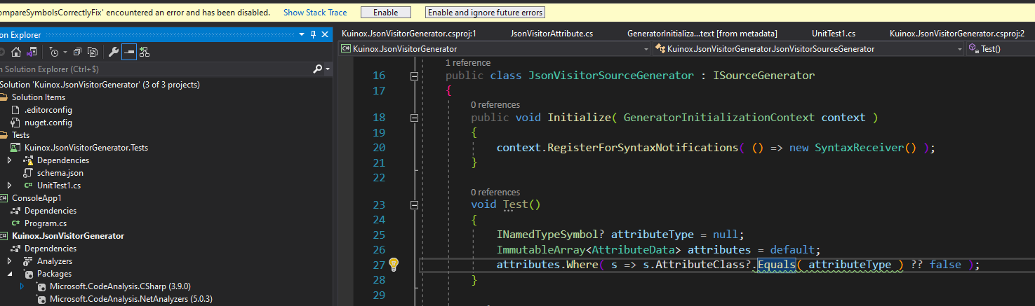 CompareSymbolsCorrectlyFix InvalidCastException · Issue #5091 · dotnet/roslyn-analyzers · GitHub