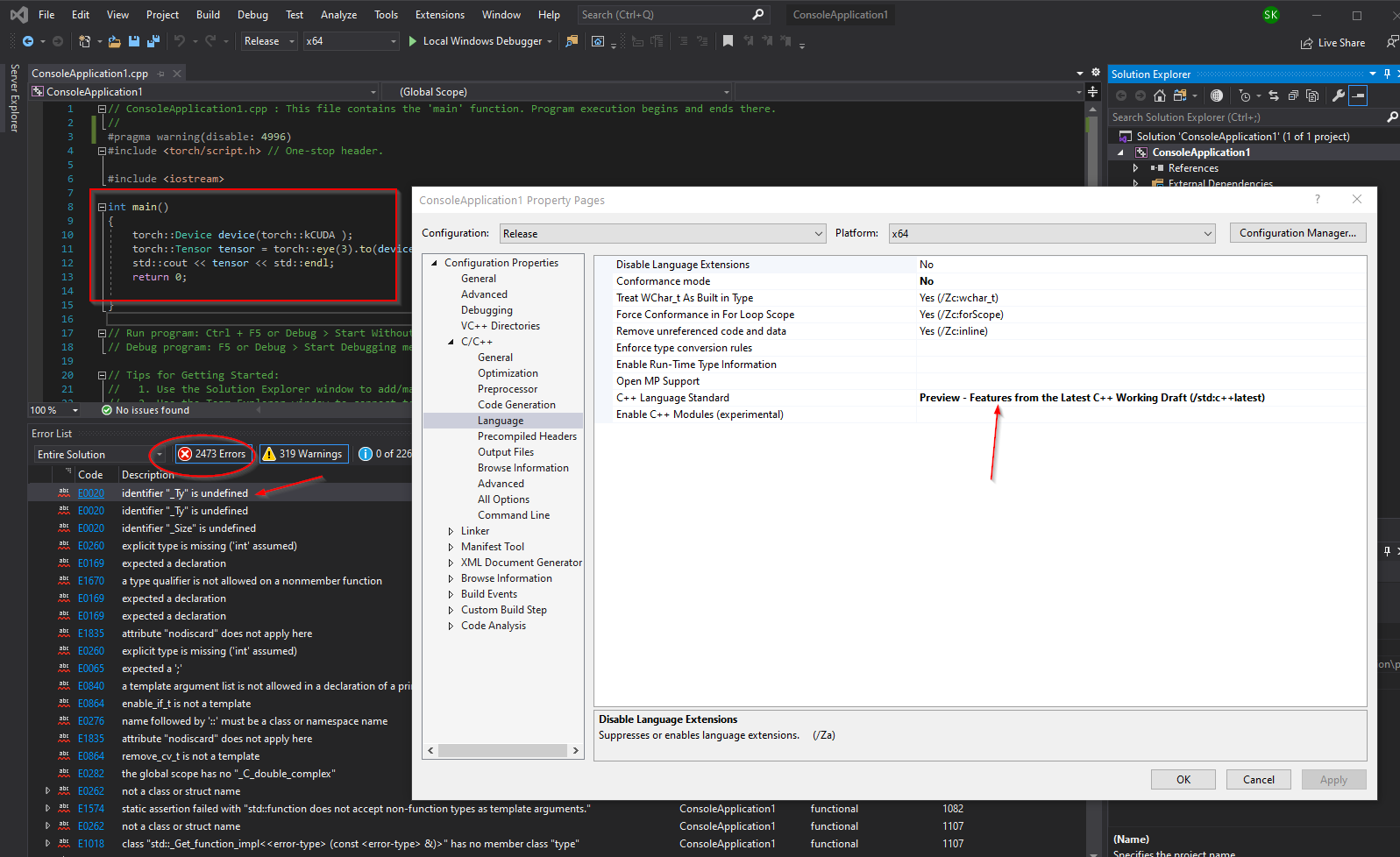 My project (libtorch c++) is ISO C++14 Standard (/std:c++14) · Issue #532 · Siv3D/OpenSiv3D · GitHub