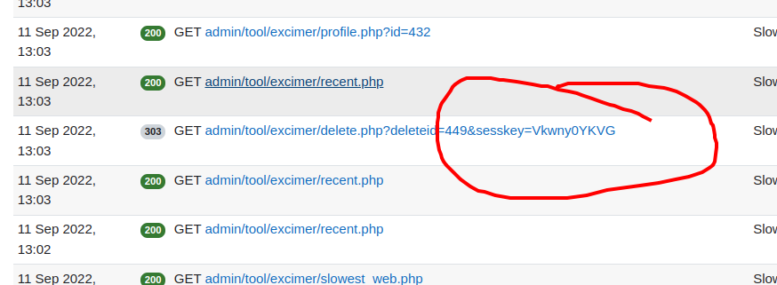 Redact sesskey in urls · Issue #265 · catalyst/moodle-tool_excimer · GitHub