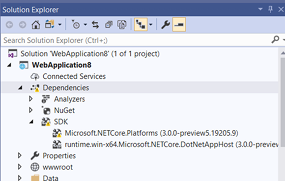 Warning icons in Dependencies node of the VS solution explorer with no explanatory text · Issue ...