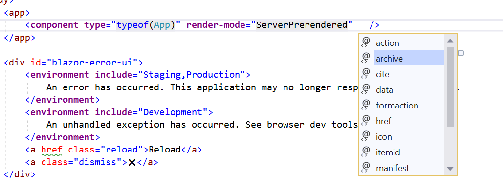 Odd Completions On Component Tag Helper · Issue 16777 · Dotnet Aspnetcore · Github