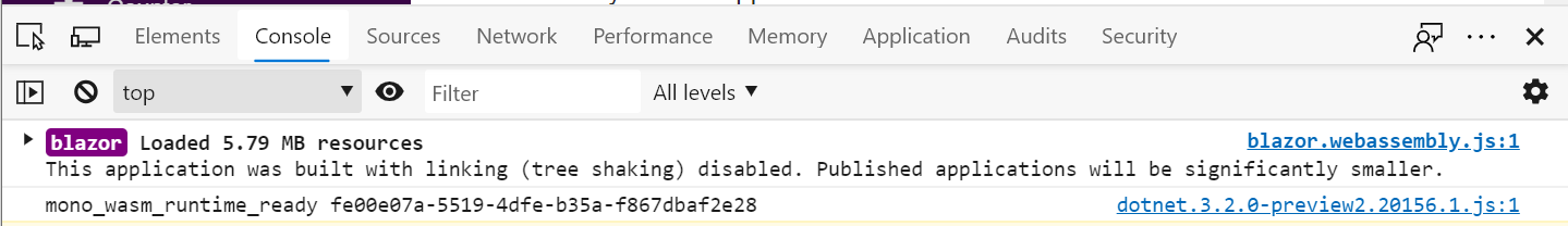 Odd mono_wasm_runtime_ready message in browser console in Edge · Issue #19741 · dotnet ...