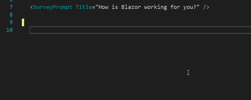 Typing self closing component tag results in `@` character being ...