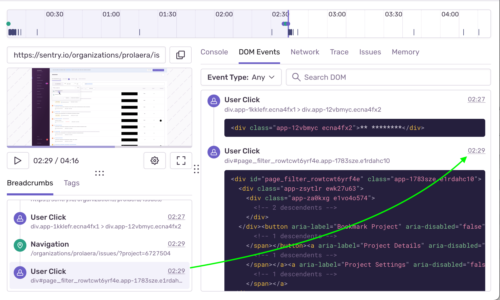 Bug: DOM events are not captured sometimes, resulting in Breadcrumbs being inconsistent with DOM ...