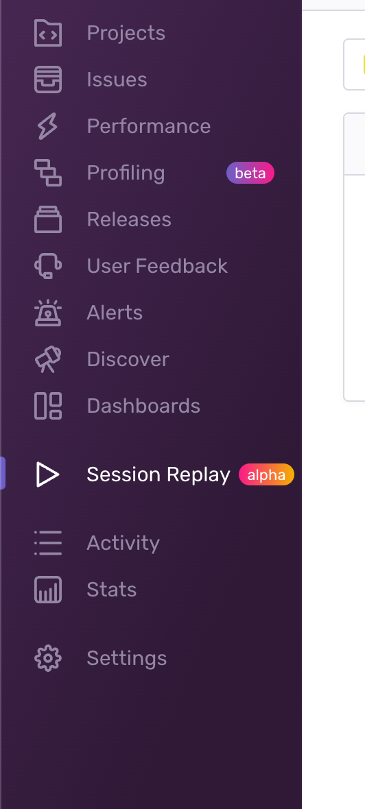 Adjust the position of Replays & Monitors in the sidebar · Issue #40799 · getsentry/sentry · GitHub