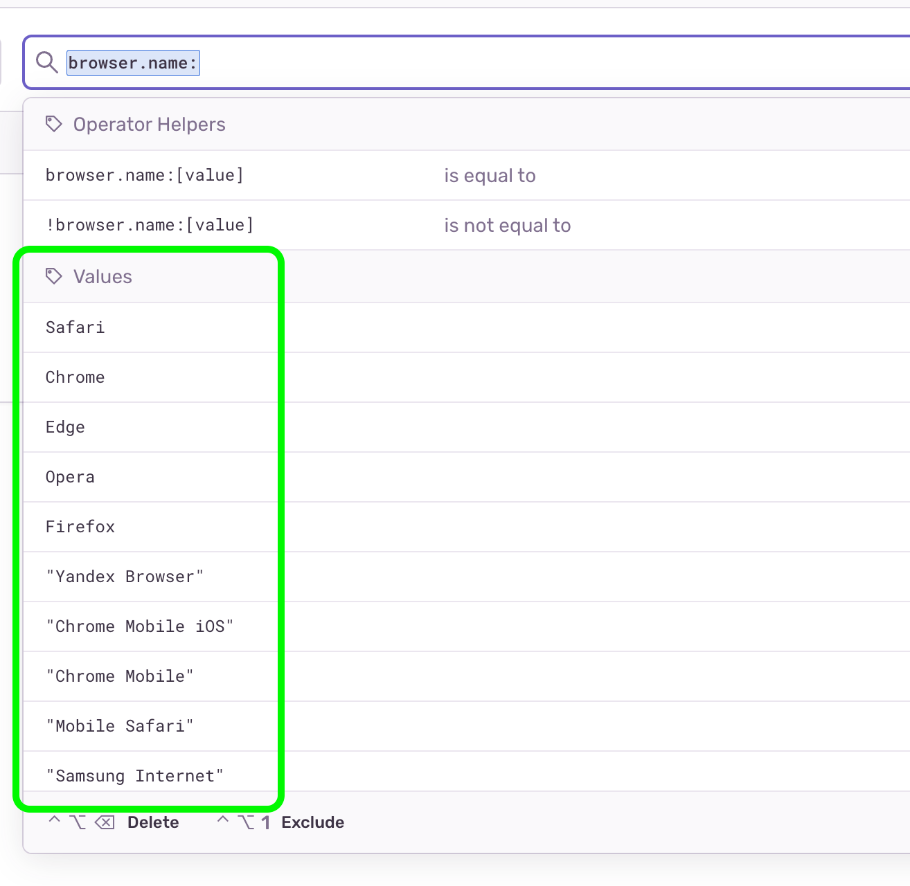 List page search typeahead should be tailored to fields that are available inside replays ...