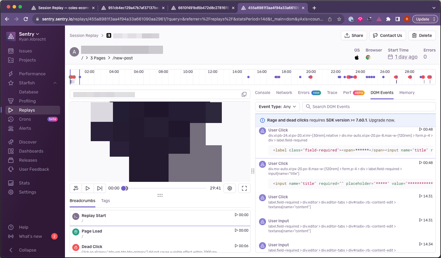 Design: [Replay Details] Add Dead Click min-SDK notifs · Issue #62611 · getsentry/sentry · GitHub
