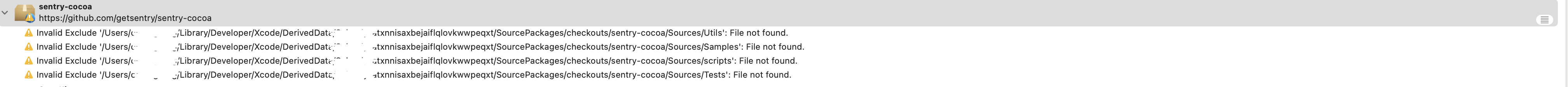 Xcode 13 Beta strict enforcement of valid exclusion paths causes warning · Issue #1186 ...