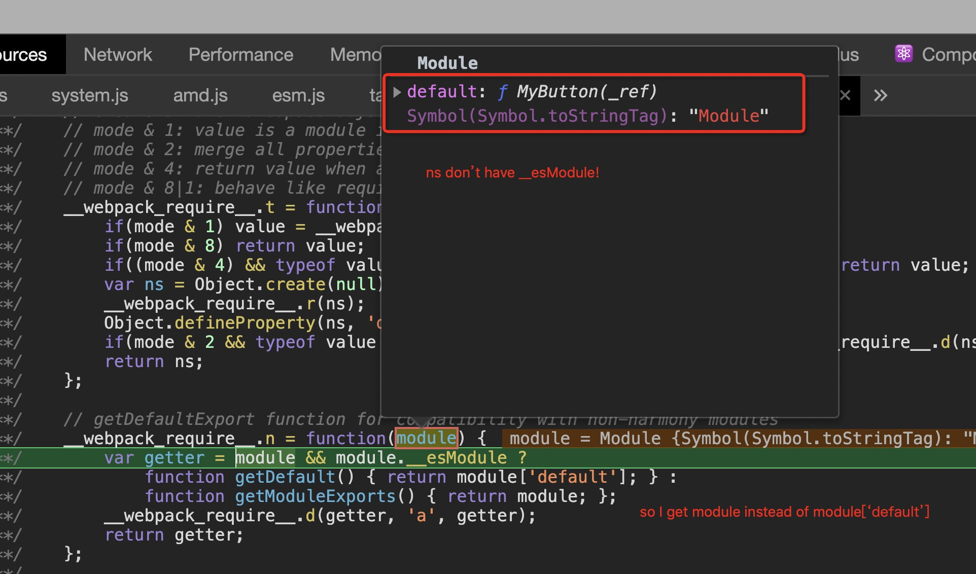 [webpack interop] Should copy “__esModule” into "ns" · Issue #2090 · systemjs/systemjs · GitHub