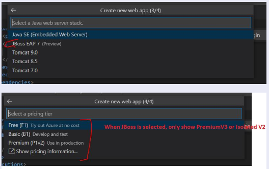 JBoss EAP is only allowed on Premium V3 and Isolated V2 plans · Issue #2078 · microsoft/vscode ...