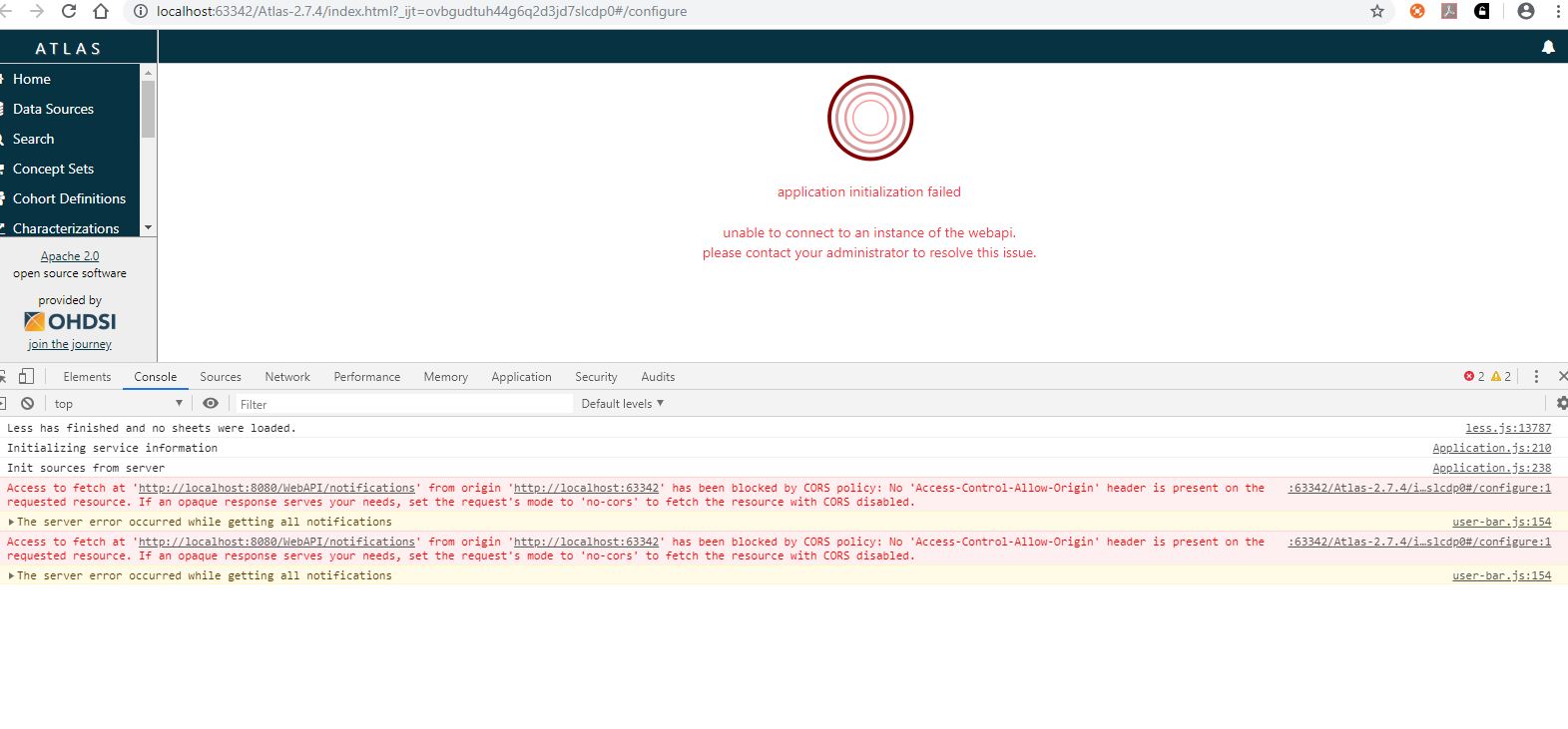 Error : application initialization failed · Issue #2070 · OHDSI/Atlas ...
