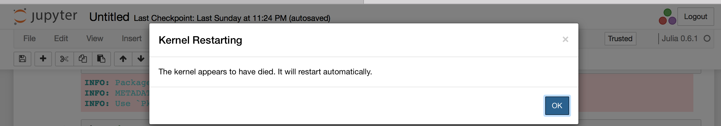 Jupyter Notebook Kernel Keeps Dying · Issue 600 · Julialangijuliajl · Github