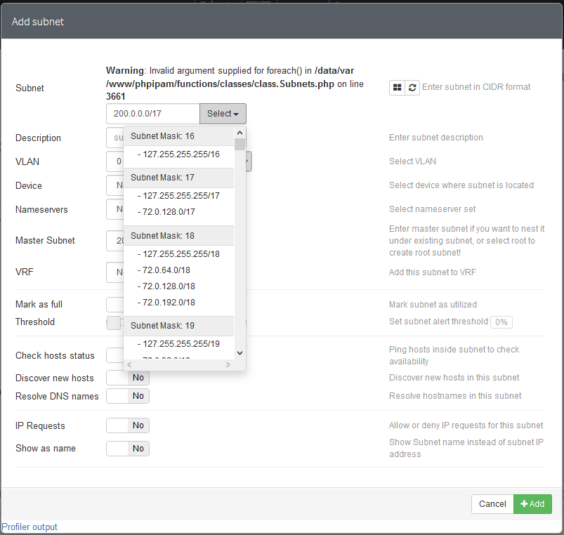 Add nested subnet available subnets dropdown generation performance [fix included] · Issue #1265 ...