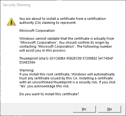 X509Store.Add pops up a dialog, fails on OneCore systems · Issue #24160 · dotnet/runtime · GitHub
