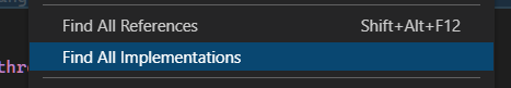 suggestion: keybinding for `find all implementations` · Issue #133726 · microsoft/vscode · GitHub