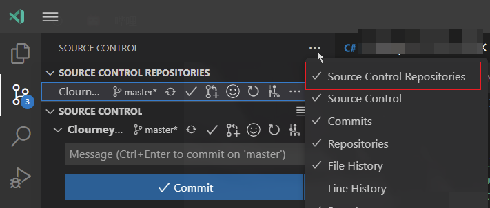 can not find `source control repositories` when move scm view to right ...