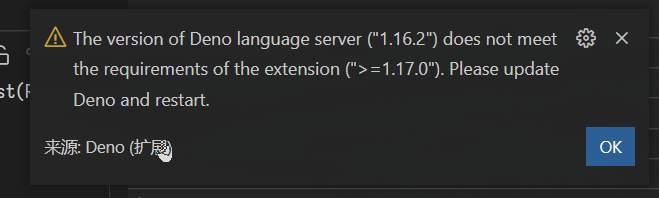 Warning using outdated version of Deno CLI · Issue #706 · denoland/vscode_deno · GitHub