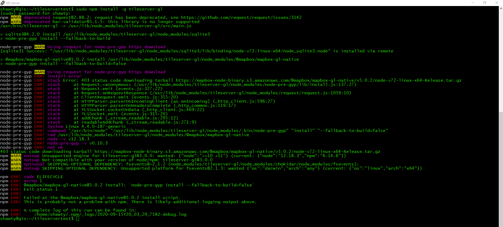 Tileserver npm will not install · Issue #474 · maptiler/tileserver-gl · GitHub