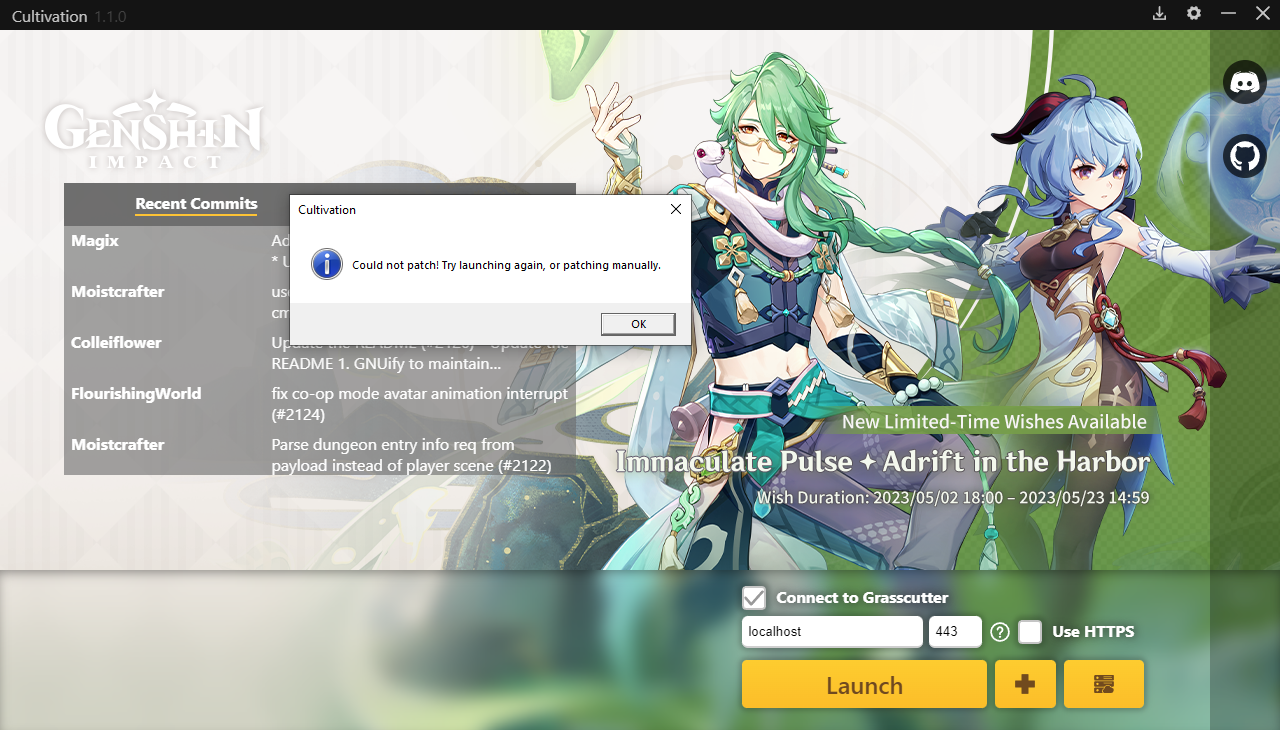 Could not patch! Try launching again, or patching manually. · Issue #168 · Grasscutters ...
