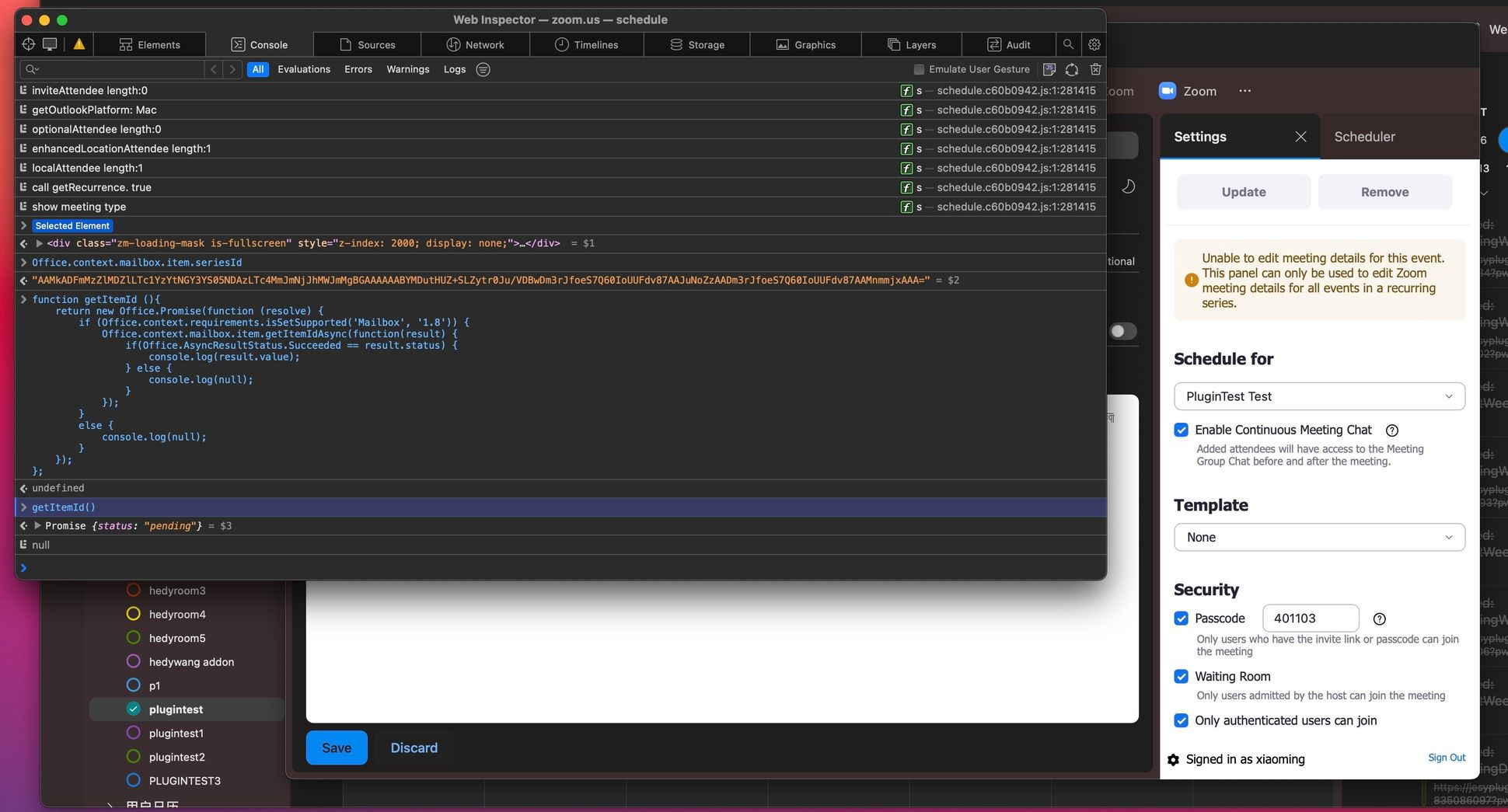Mac new outlook UI sometimes can't get serise id, or event item id ...