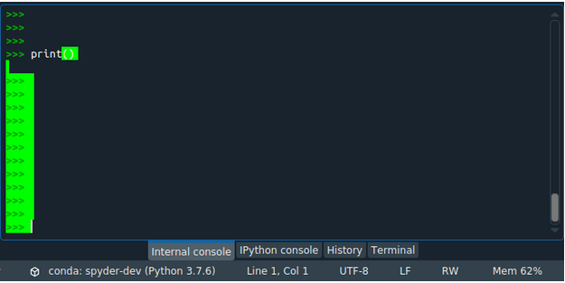 Internal console inserts unwanted background highlighting on left ...