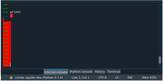 Internal console inserts unwanted red highlighting on background ...