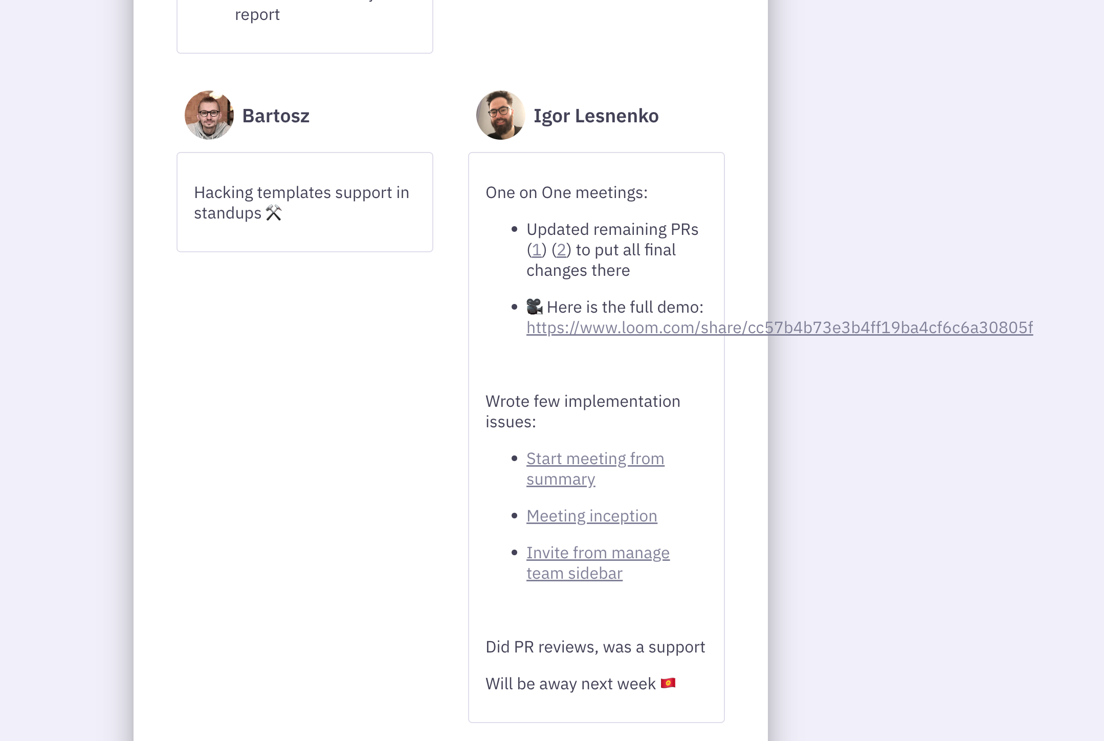 Loom links in standup summary doesn't wrap well · Issue #8784 · ParabolInc/parabol · GitHub