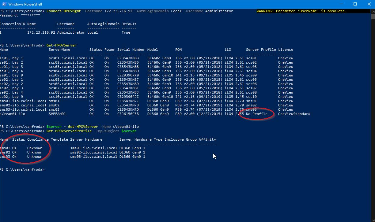 Get-HPOVServerProfile -InputObject $server without profile, returns all profiles instead of null ...