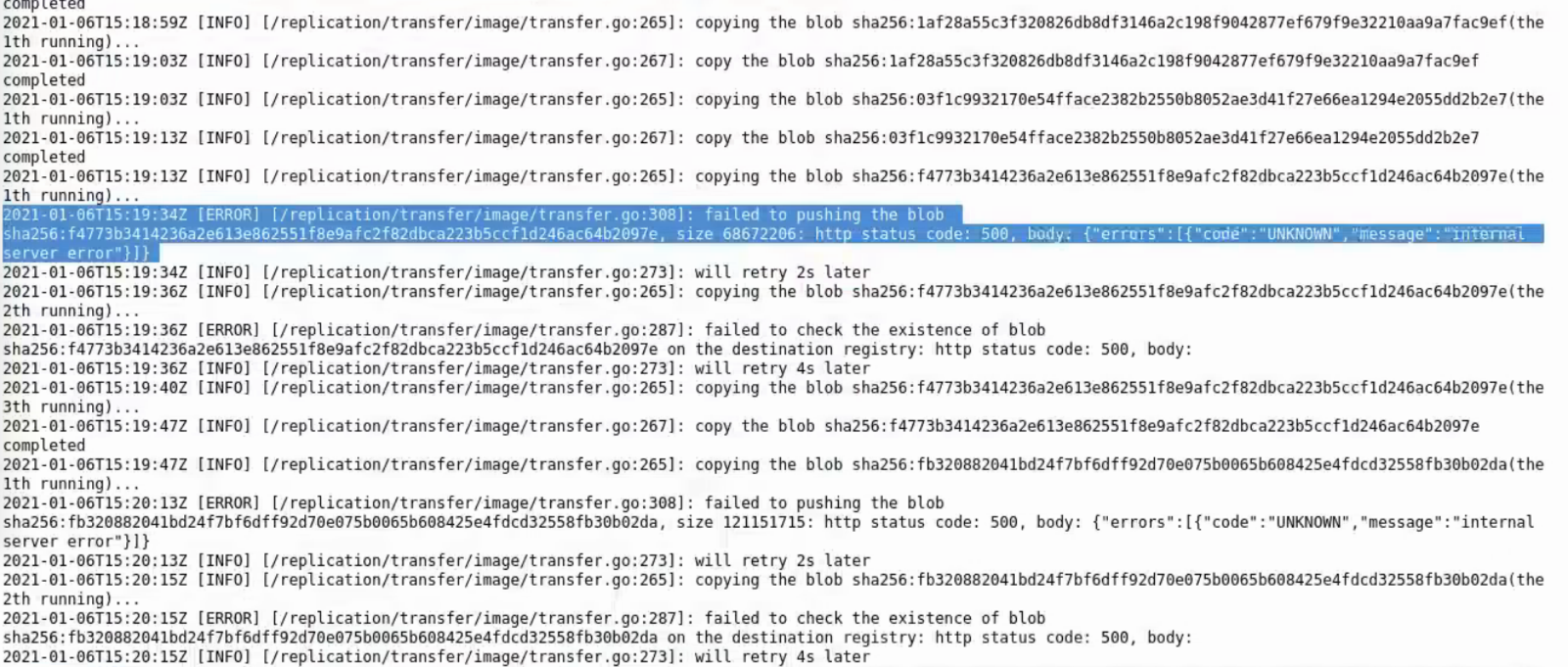 replication job may fail, and recovery later · Issue #382 · goharbor/harbor-operator · GitHub