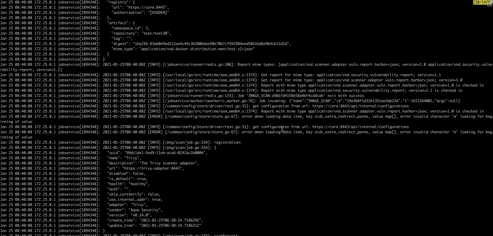 error log in jobservice.log when run scan job · Issue #14074 · goharbor/harbor · GitHub