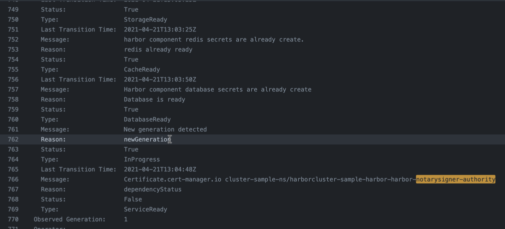 sometimes CI failed because harborcluster-sample-harbor-harbor-notarysigner-authority not ready ...