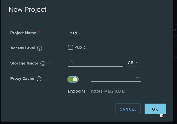 We can save a proxy cache project without setting a registry · Issue #12852 · goharbor/harbor ...