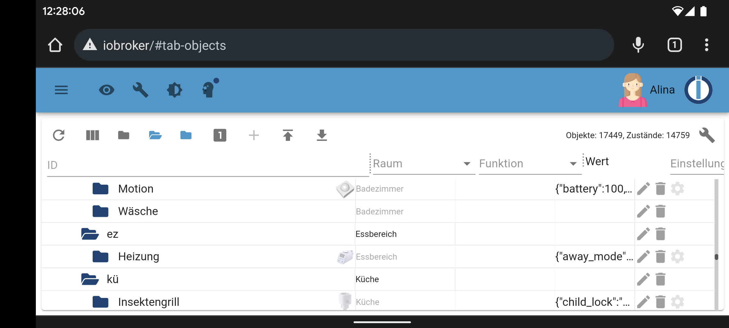 Objekttabelle Überschriften und Spalten sind nicht untereinander · Issue #1649 · ioBroker ...