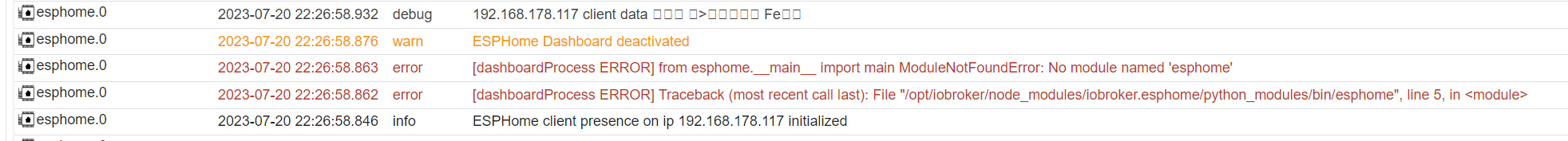 Dashboard not working · Issue #164 · DrozmotiX/ioBroker.esphome · GitHub