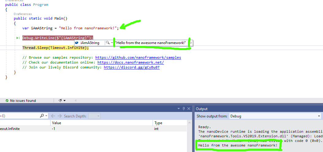 Changing string value during debugging results in string of spaces ...