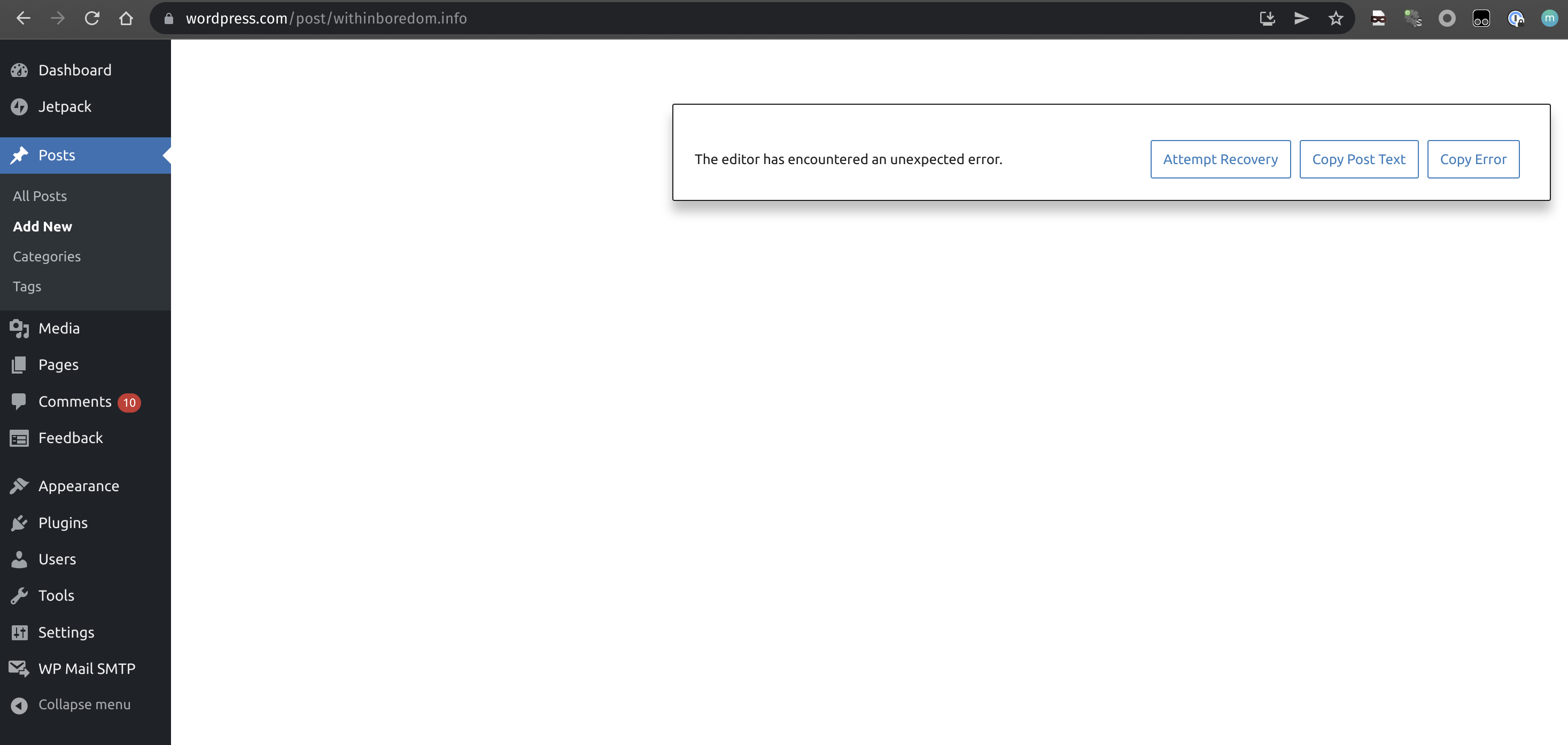 Gutenberg fails to load · Issue #40326 · WordPress/gutenberg · GitHub