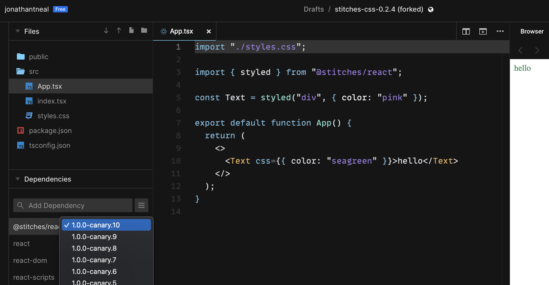 Incorrect typing for `css` prop on Canary · Issue #715 · stitchesjs/stitches · GitHub
