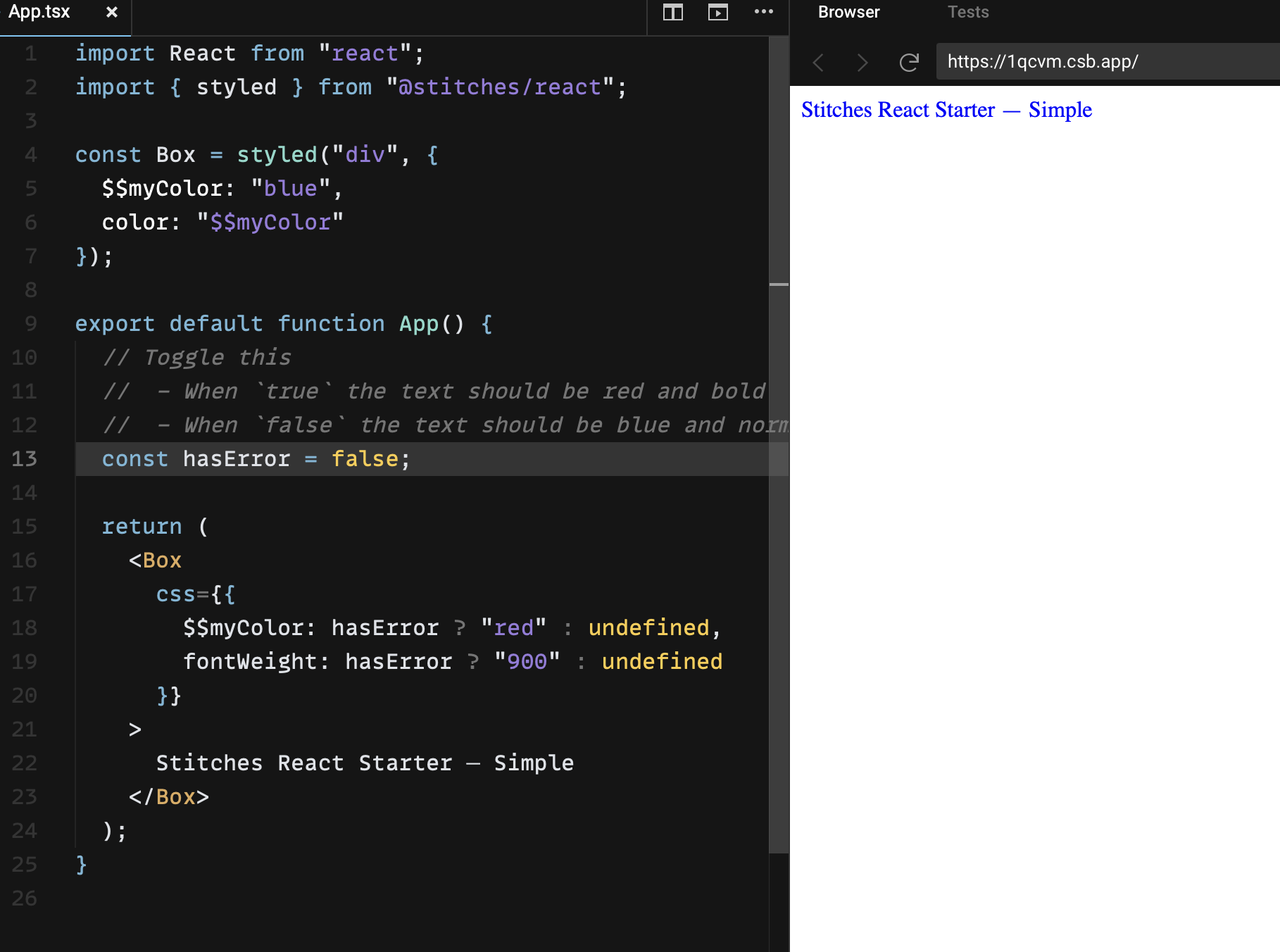 Locally Scoped Tokens should ignore `undefined` values · Issue #666 · stitchesjs/stitches · GitHub