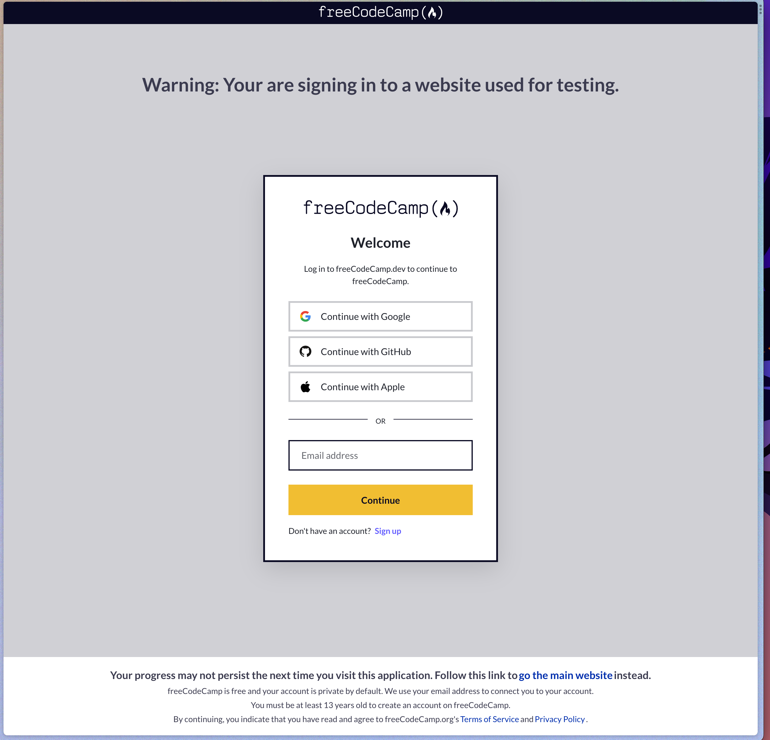 sign in screen · Issue #49687 · freeCodeCamp/freeCodeCamp · GitHub