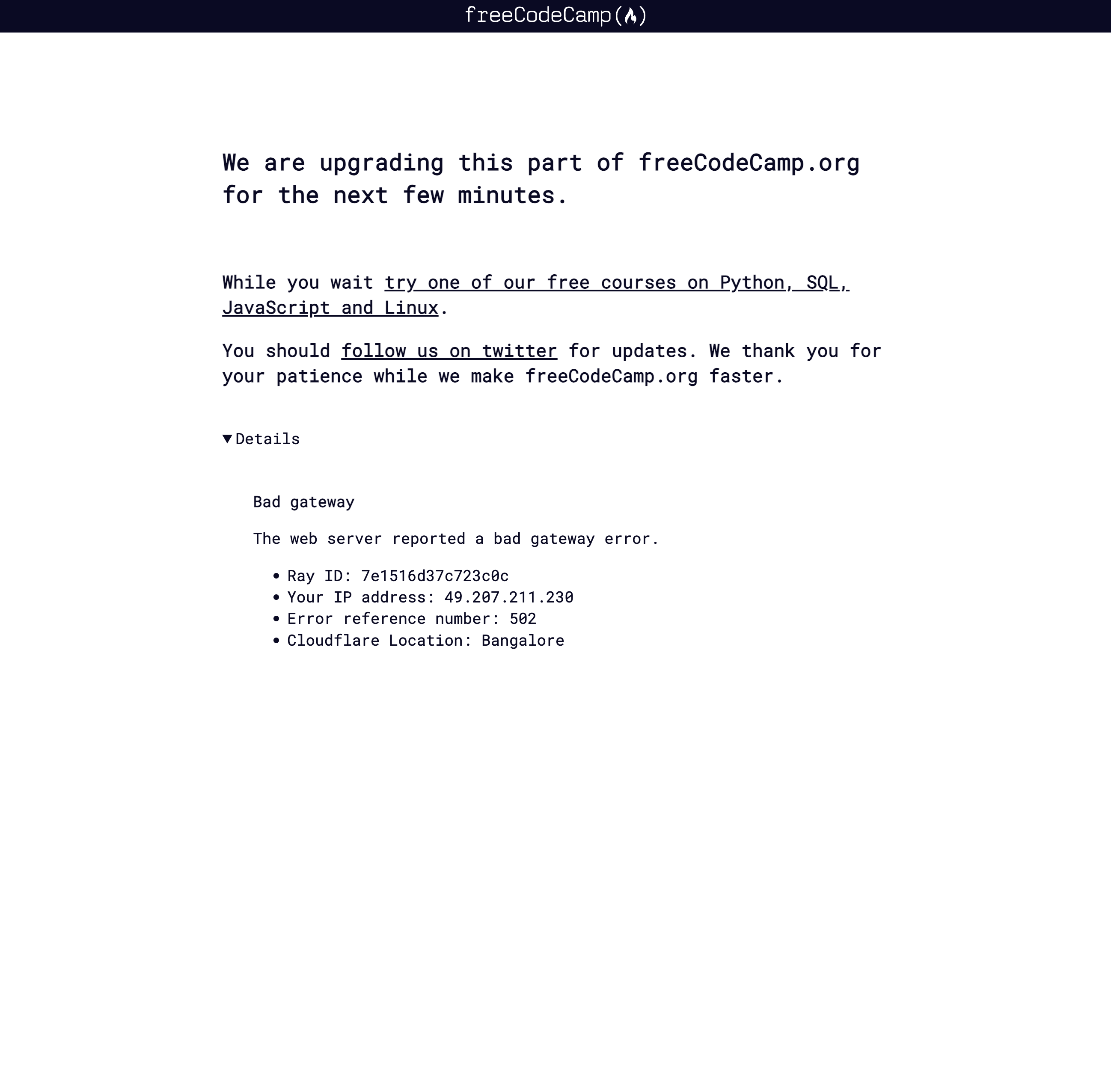 Create a Global maintenance page at CDN level · Issue #525 · freeCodeCamp/infra · GitHub