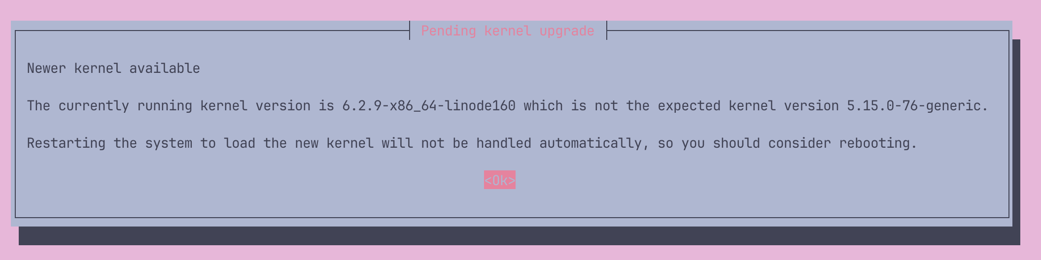 Cryptic "Pending kernel update" message on Linode-based images · Issue #575 · freeCodeCamp/infra ...