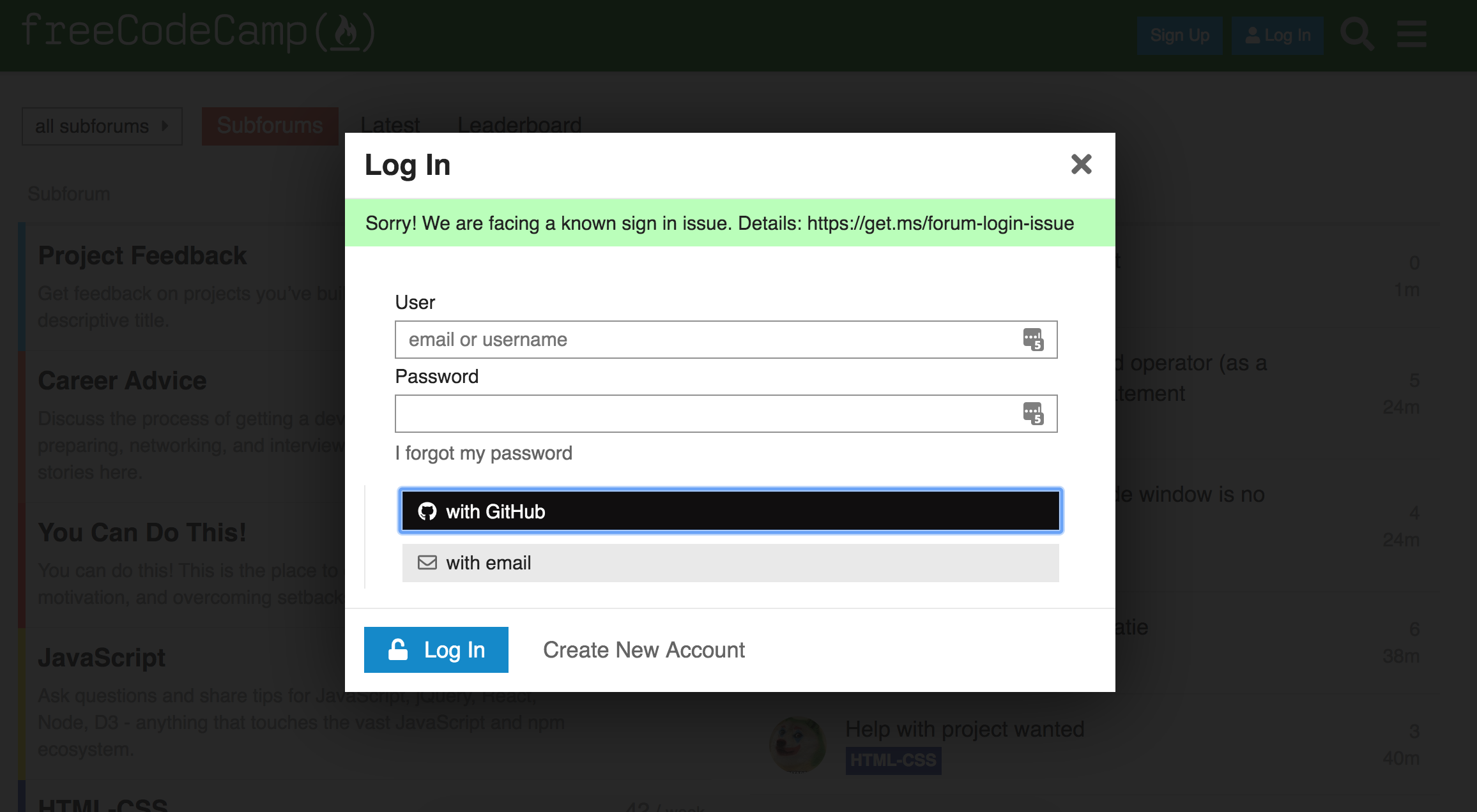 Forum Login Issue · Issue #37452 · freeCodeCamp/freeCodeCamp · GitHub