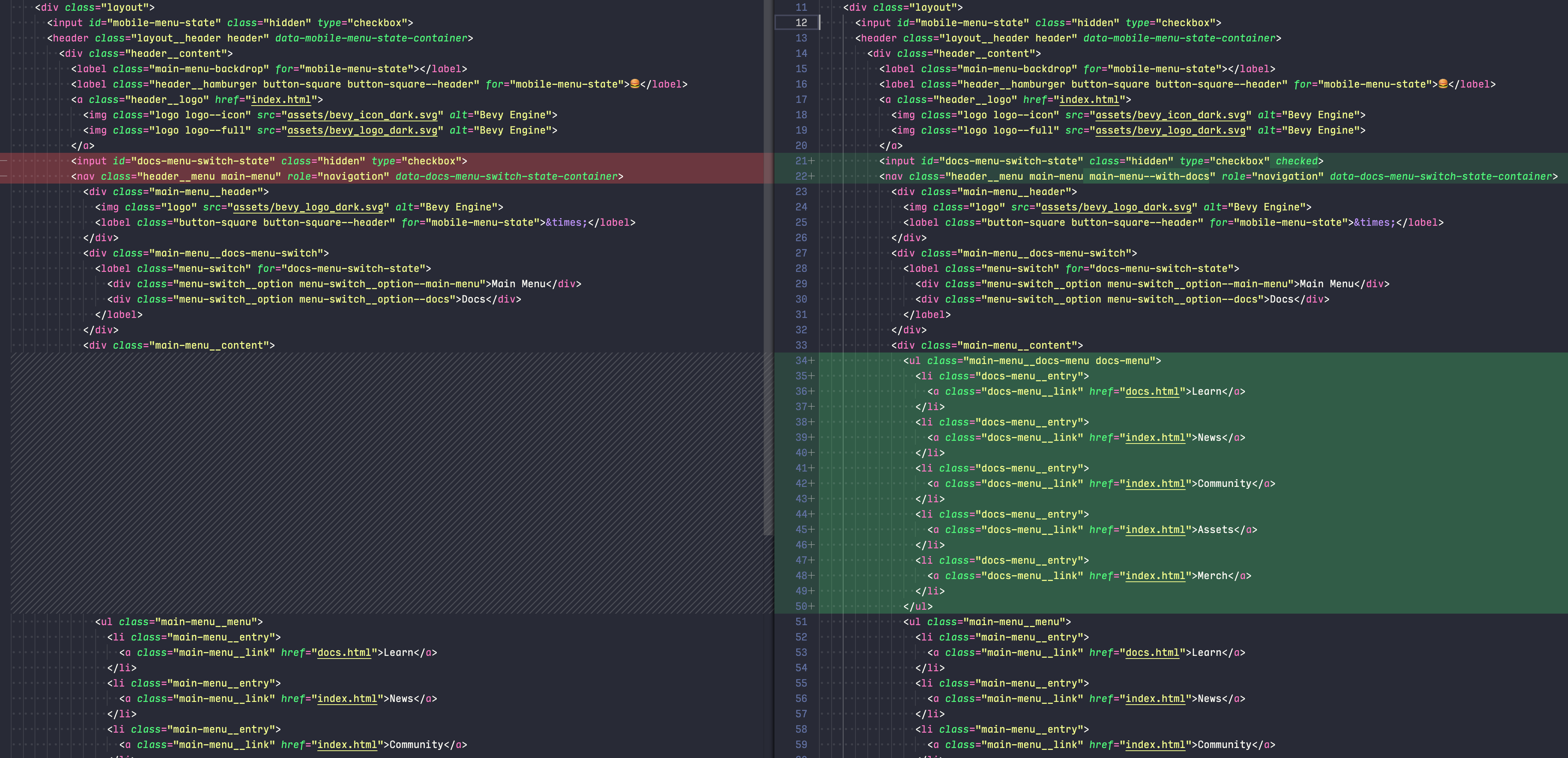 Improve header responsive design & docs/assets menu integration · Issue #307 · bevyengine/bevy ...