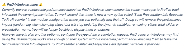 Pro Presenter Running slow · Issue #119 · bitfocus/companion-module-renewedvision-propresenter ...
