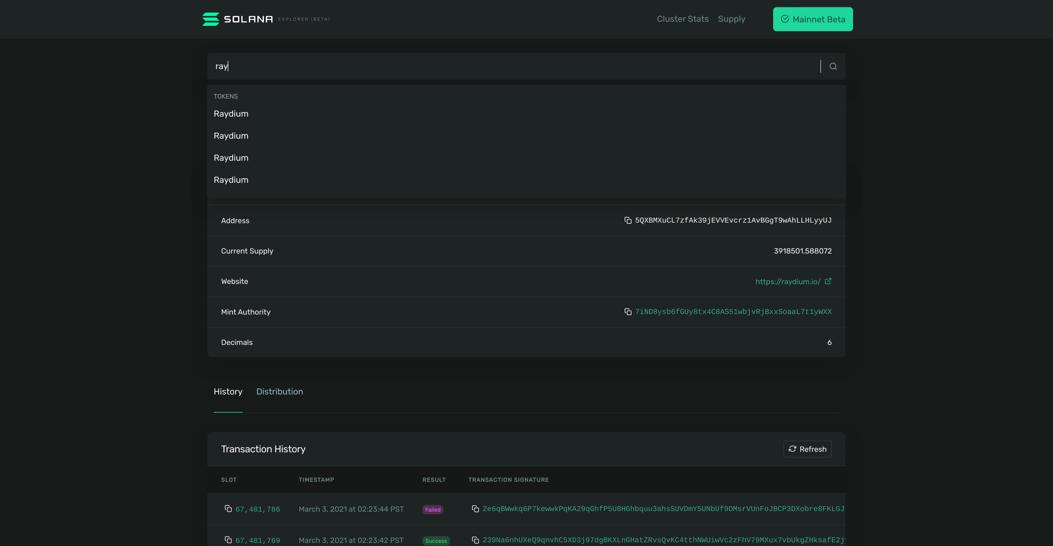 Explorer Search Reveals Multiples Of Same Token Name · Issue 15678
