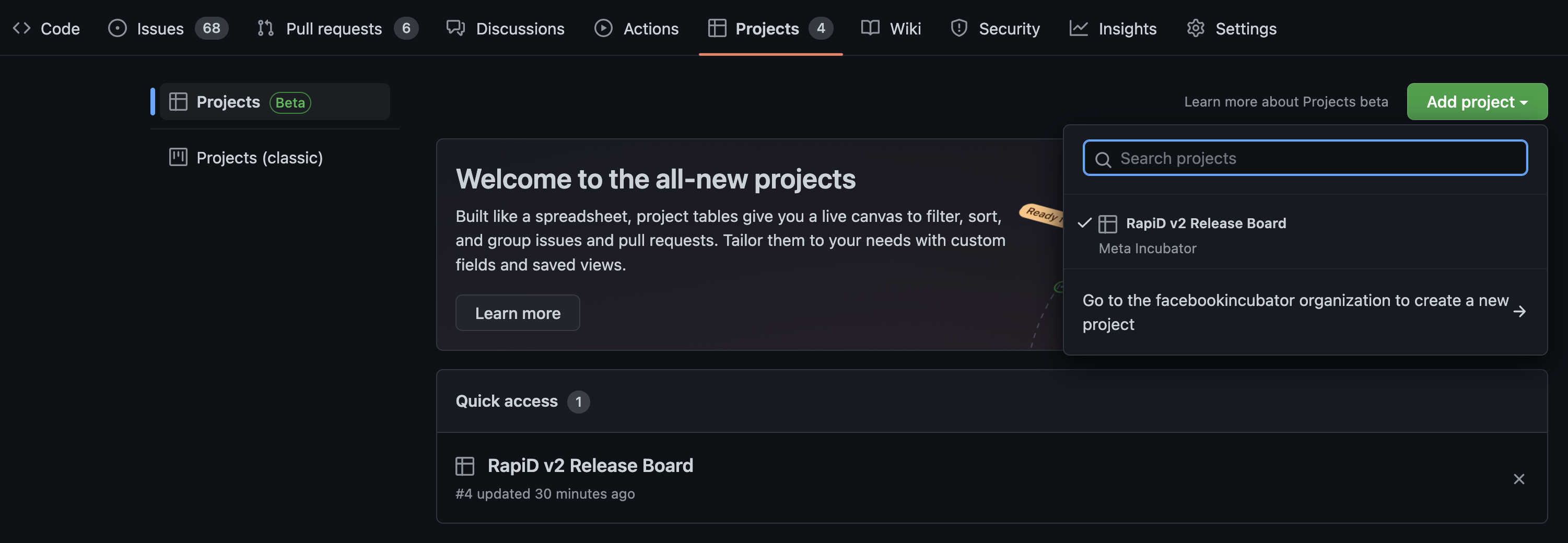 Projects [Beta] Issue converting drafts to issues -- organization repos not visible in dropdown ...