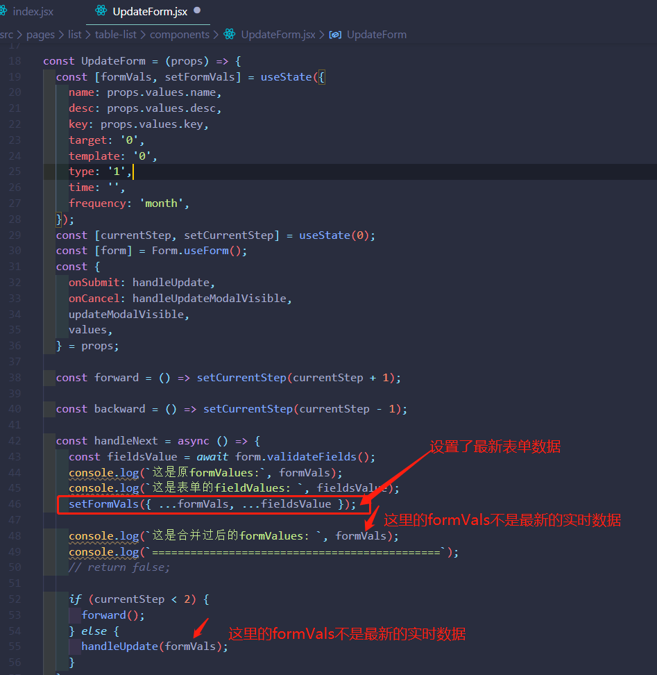 🐛[BUG] await form.validateFields() 设置进useState后，useState的数据非实时数据 · Issue #6412 · ant-design/ant ...