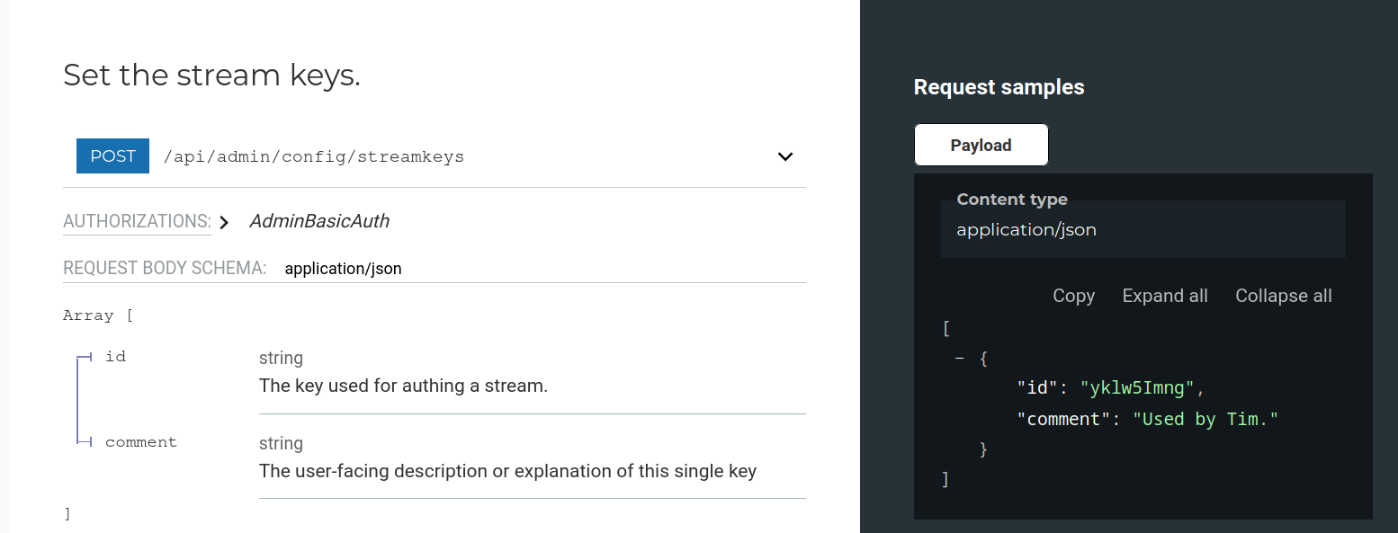 Sending an invalid stream keys payload to the admin API causes issues with the admin · Issue ...